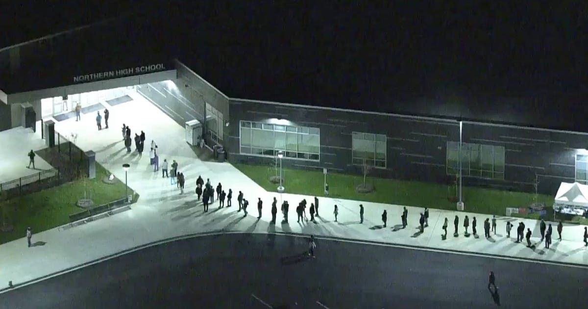 Voters wait in hours-long lines to cast their ballots in Calvert County ...