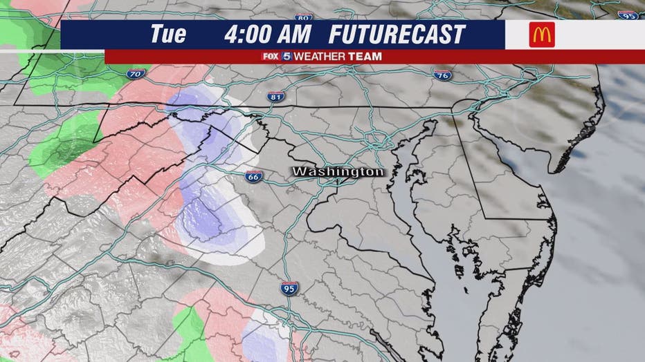 Chilly Monday, light wintry mix possible overnight into Tuesday morning