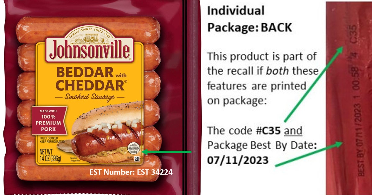 Johnsonville issues recall for over 42,000 lbs of 'Beddar with Cheddar ...