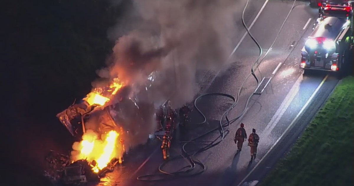 Tractor trailer fire on I-270 in Urbana fills sky with smoke, flames ...