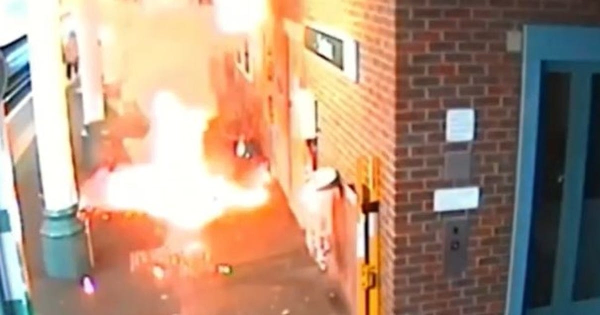 Watch: E-bike battery explodes in flames at London train station | FOX 5 DC