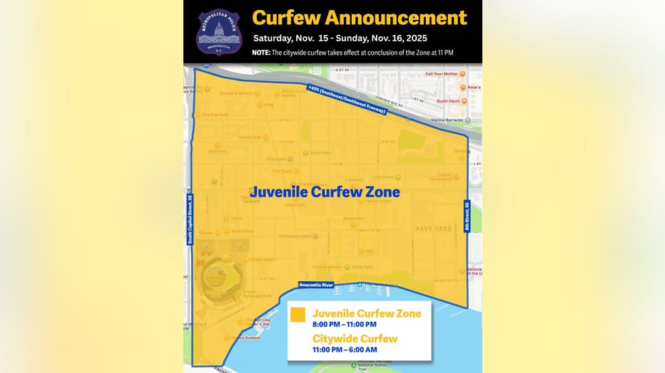 DC curfew: MPD announces 2 extended-hours curfew zones for this weekend | FOX 5 DC