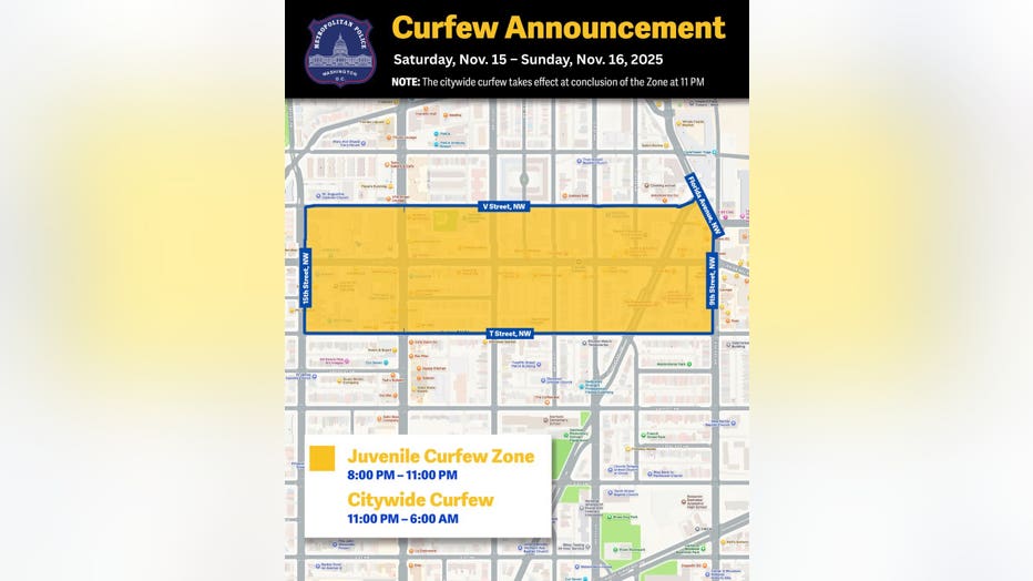 DC curfew: MPD announces 2 extended-hours curfew zones for this weekend | FOX 5 DC