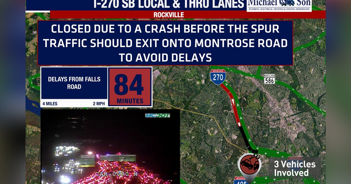 Multi-vehicle crash causes major delays on I-270 in Montgomery County ...