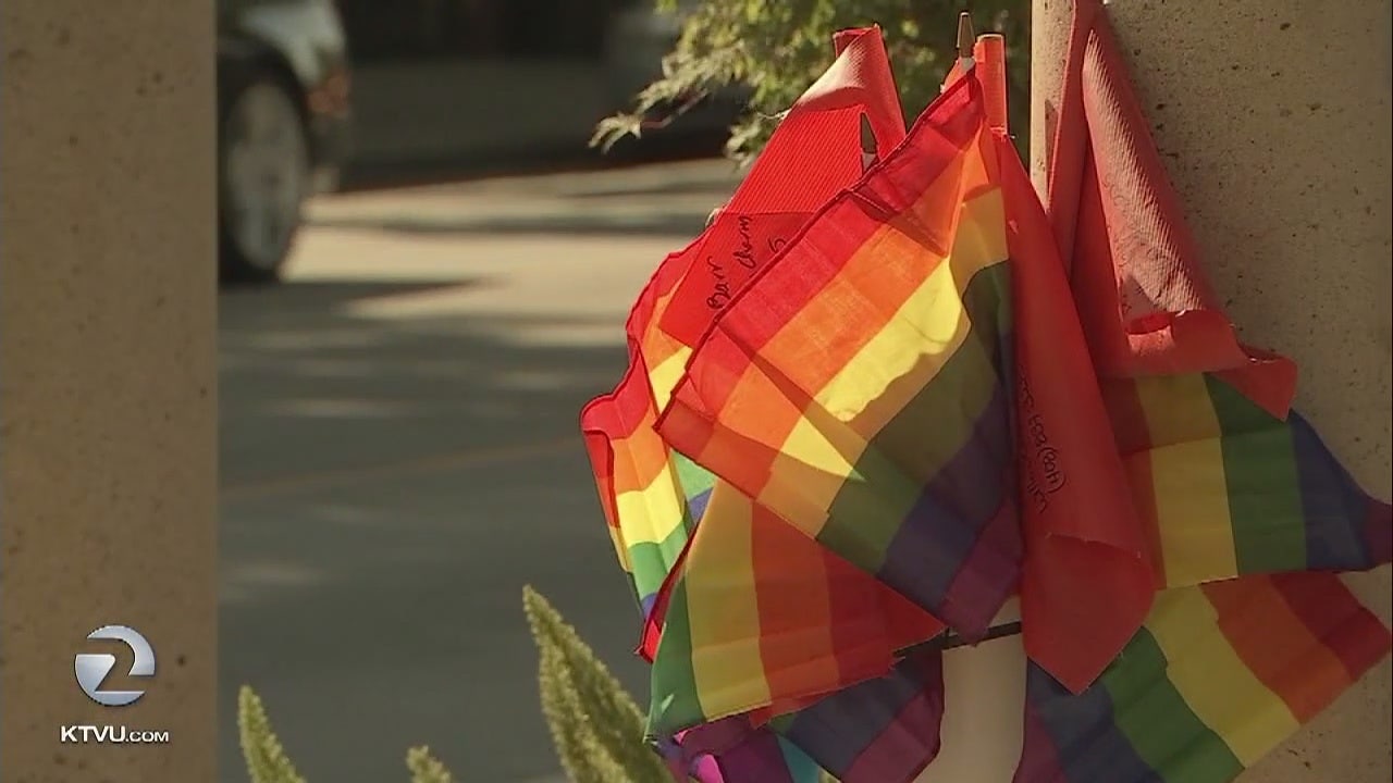 Pride flags replaced with Christian flags