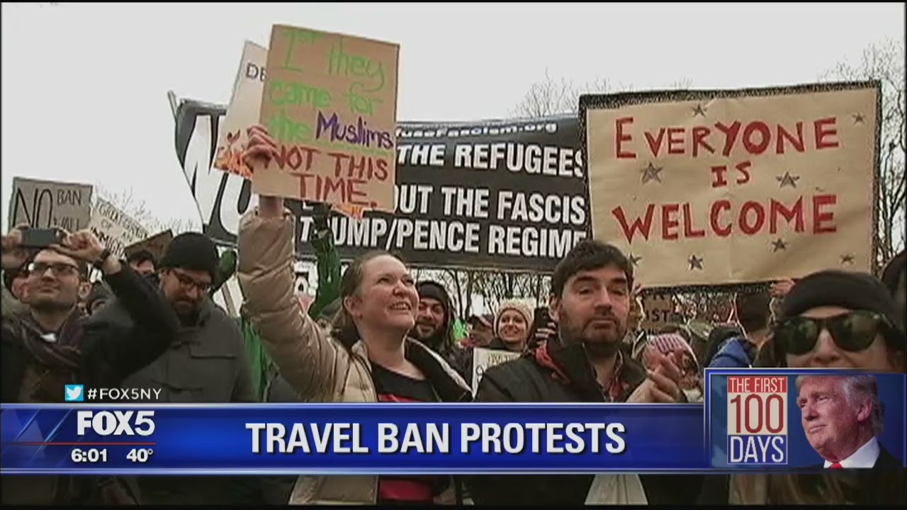 Travel ban protests continue in New York