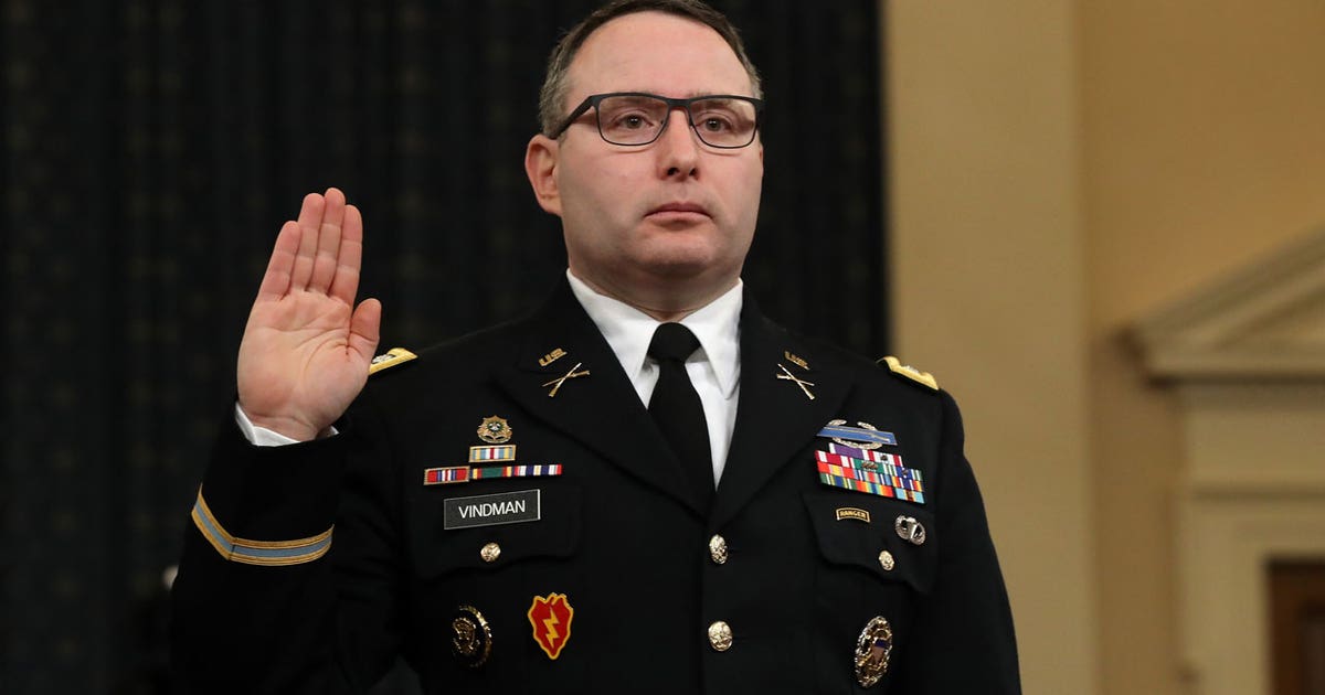‘I will be fine telling the truth’: Lt. Col. Vindman issues moving ...