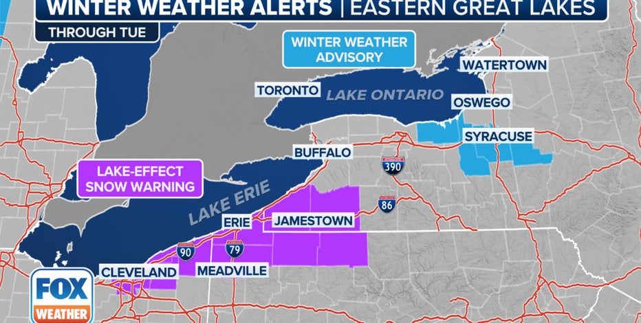 Lake Effect Snow Map Lake Effect Snow Expected Wednesday