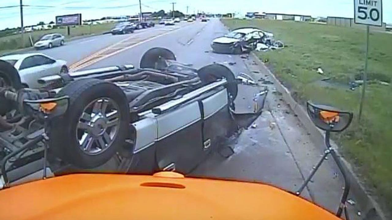 Dashboard camera captures horrific crash involving school bus Dashboard camera captures horrific crash involving school bus