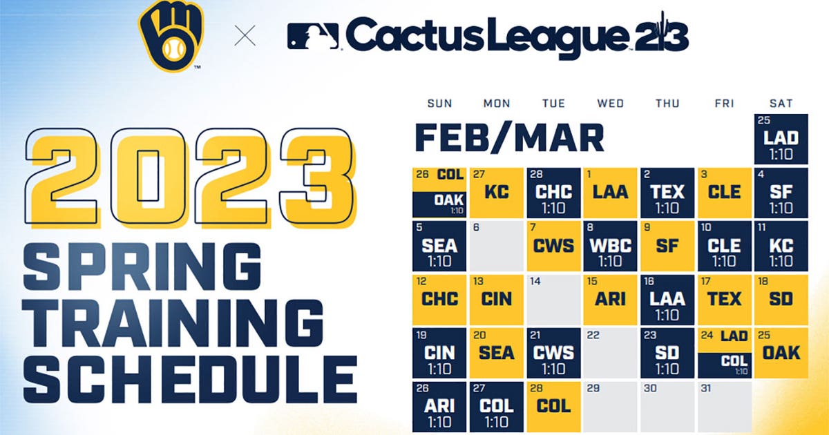 Milwaukee Brewers 2023 spring training schedule released | FOX6 Milwaukee