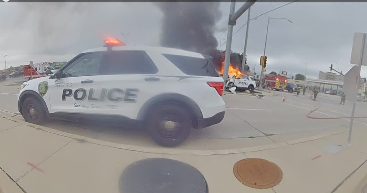 Greendale police chase ends with fiery squad crash in Franklin | FOX6 ...