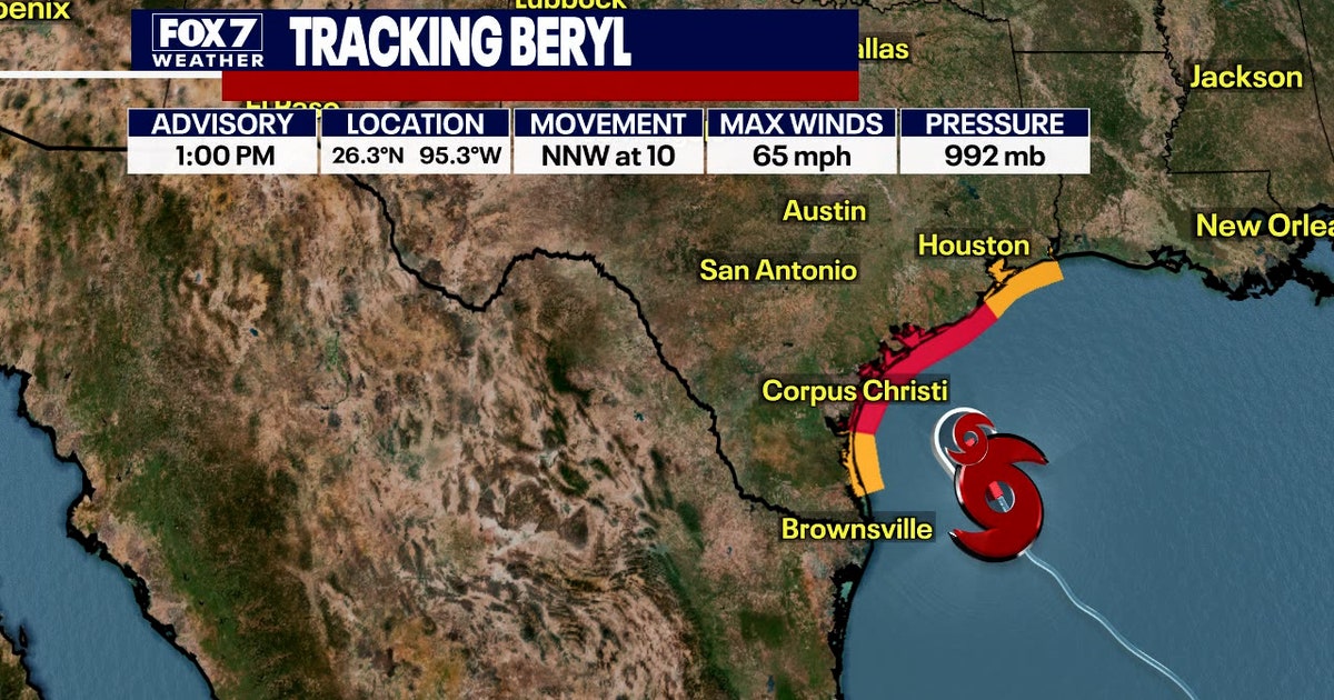 Tropical Storm Beryl tracker: Impact to Central Texas | FOX 7 Austin