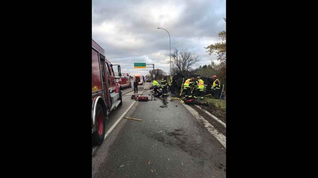 Crews work to extricate four victims trapped in Hwy. 169 crash Sunday ...