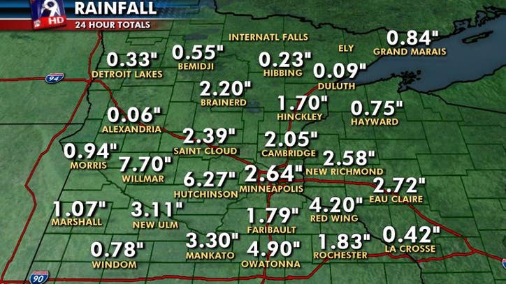 Rainfall totals from Wednesday night's storms in Minnesota | FOX 9 ...