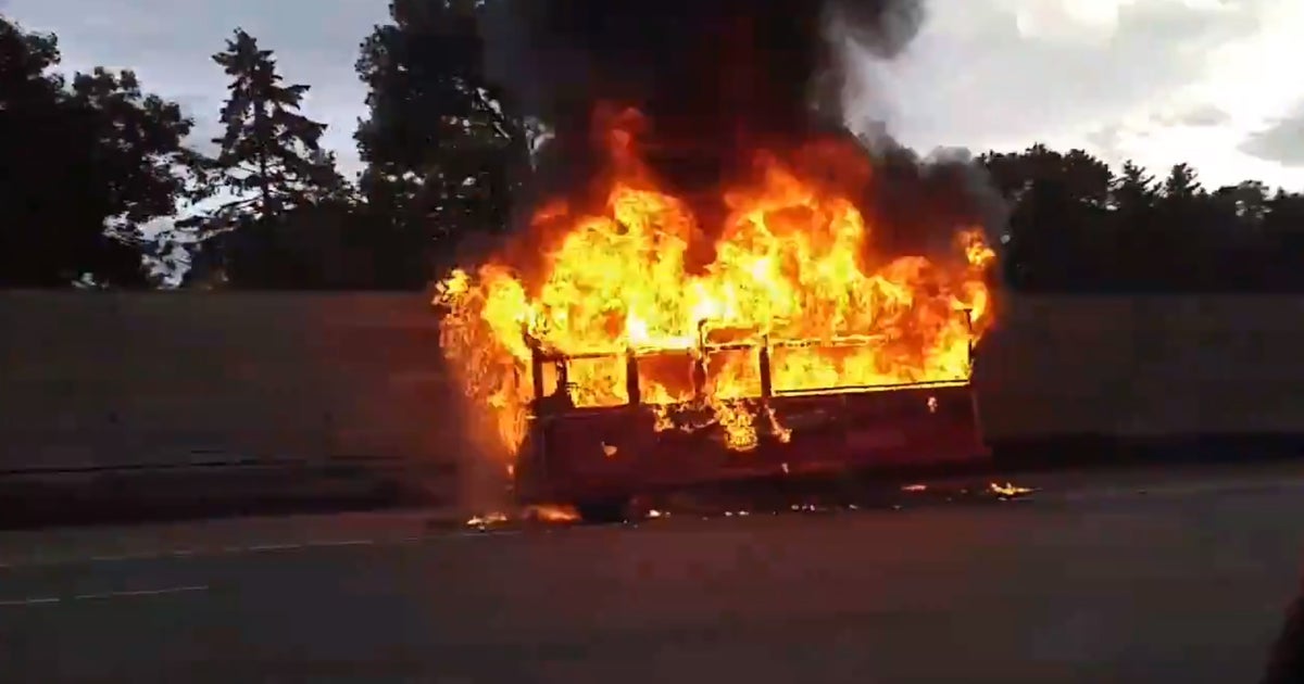 Trolley catches fire along I-35W in Roseville, Minn. | FOX 9 ...