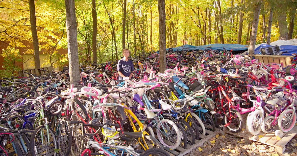 Volunteer puts collecting bikes for kids in need into high gear | FOX 9 ...