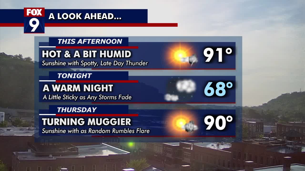 Minnesota weather: Hot, sticky with random late-day storms | FOX 9 Minneapolis-St. Paul