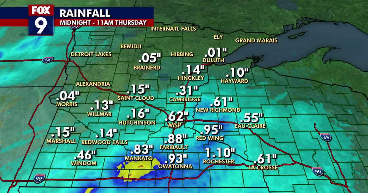 Minnesota rain totals: Damp Thursday for Twin Cities, southern MN | FOX ...