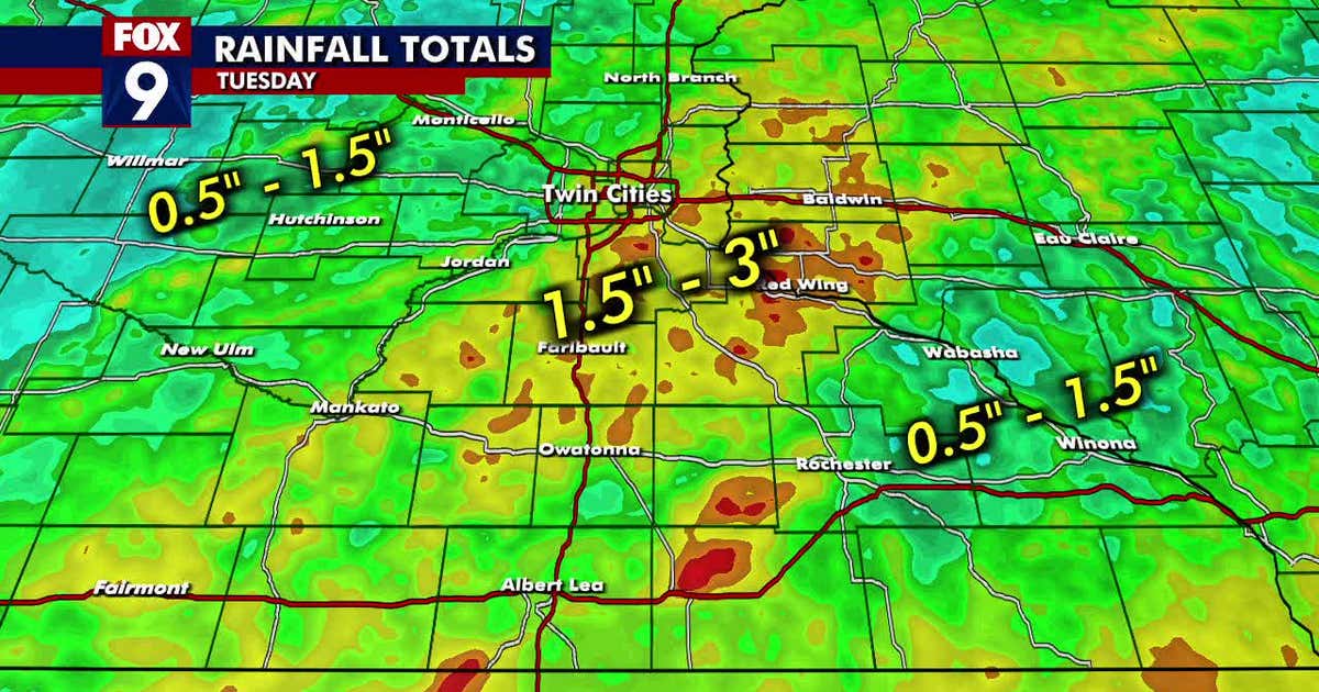 Minnesota rain totals: Heavy downpours from Tuesday’s storm | FOX 9 ...
