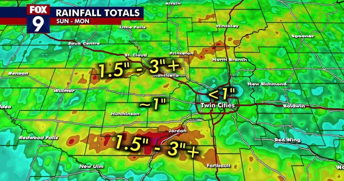 Minnesota rain totals: Showers from Sunday to Monday storms | FOX 9 ...
