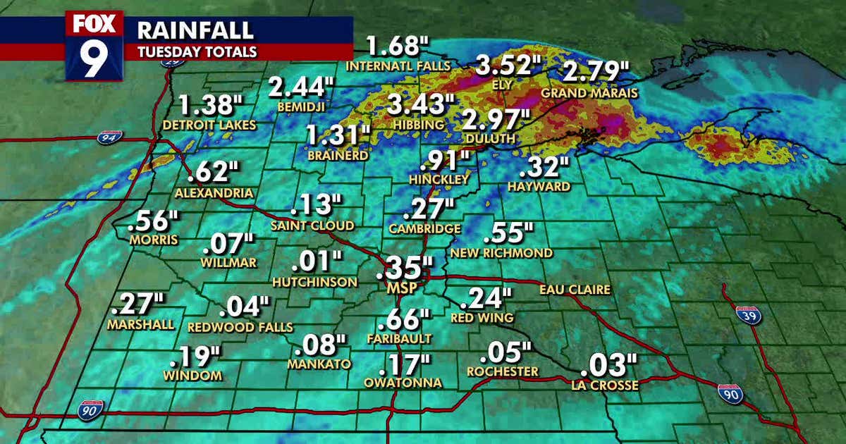 Rain totals: Heavy downpours cause flooding in northern Minnesota | FOX ...
