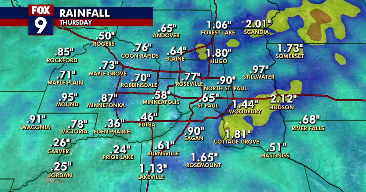 Minnesota weather: Rain totals from Thursday night storms | FOX 9 ...