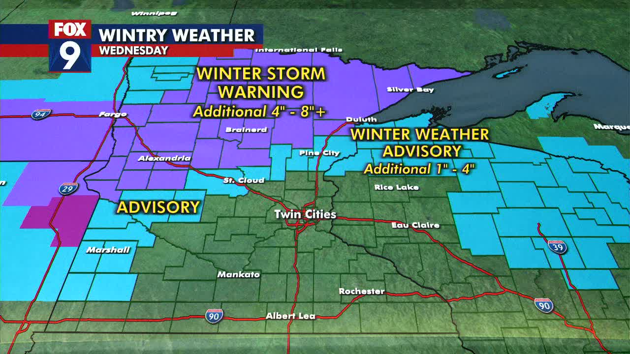 Minnesota weather: Wednesday's snow totals | FOX 9 Minneapolis-St. Paul