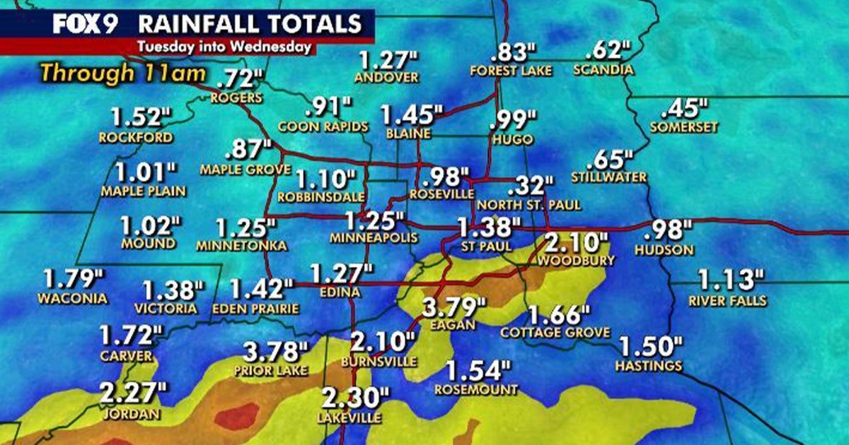 MN weather: Rainfall totals from Tuesday to Wednesday morning | FOX 9 ...