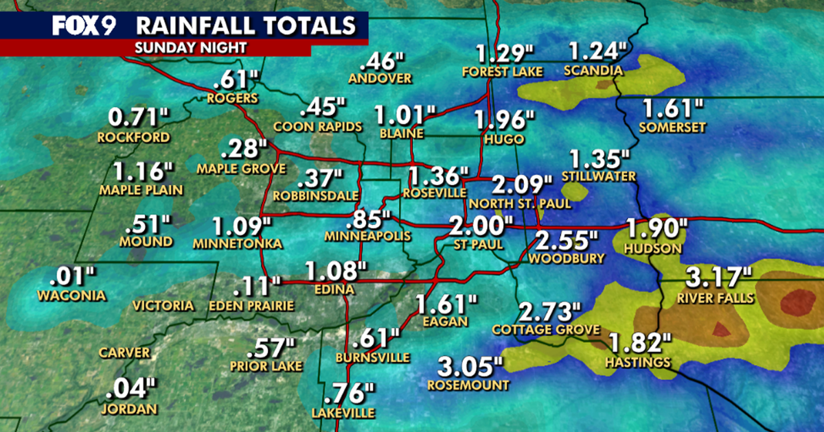 Minnesota rainfall totals: Who got the most rain on Sunday? | FOX 9 ...