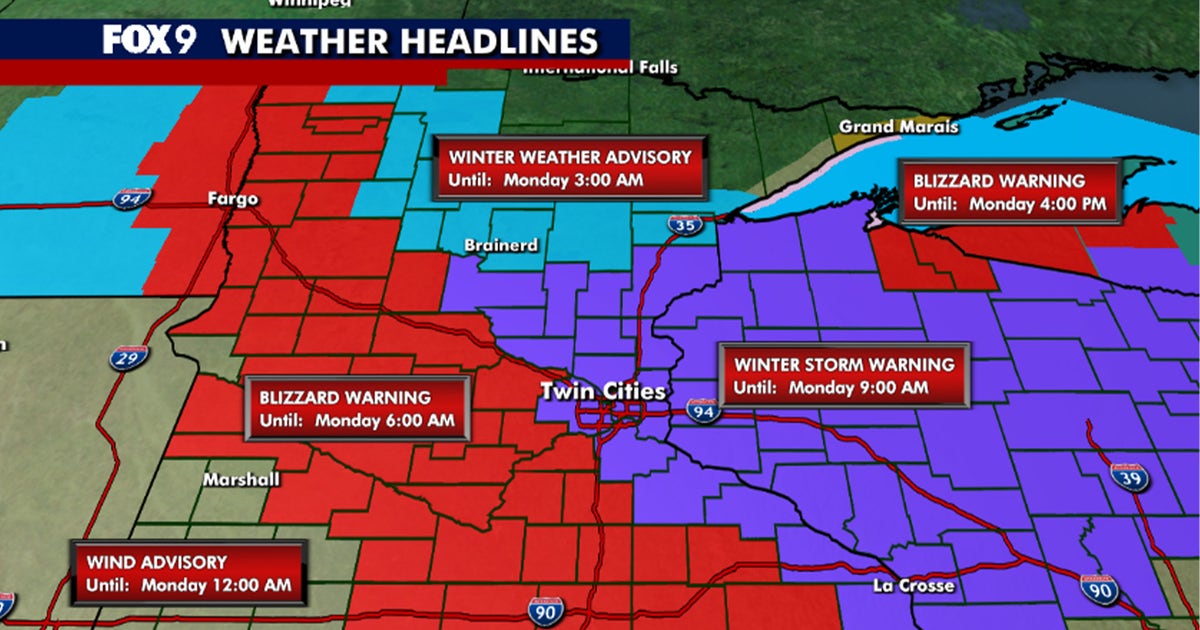 Blizzard warning, winter storm warning in effect across MN | FOX 9 ...