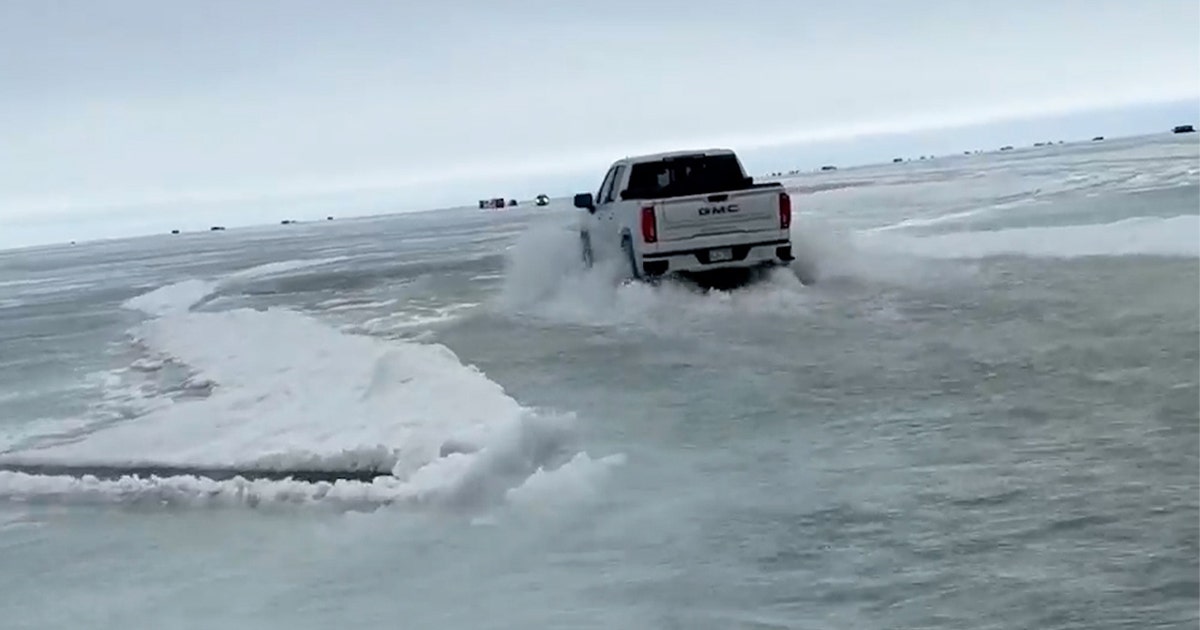 Viral video shows trucks driving through foot of water on thawing ...