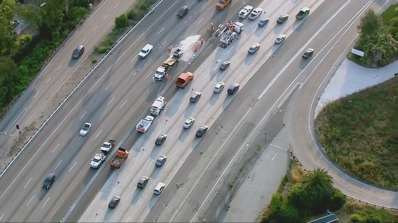 Crash on 10 Freeway leaves debris on both sides of roadway | FOX 11 Los ...