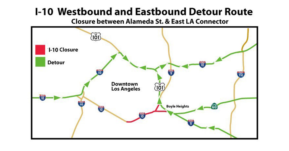 10 Freeway fire: Detours announced as section of freeway in DTLA closes ...