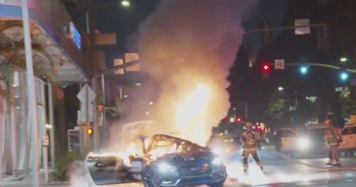 Car goes up in flames during South LA street takeover, one of multiple ...