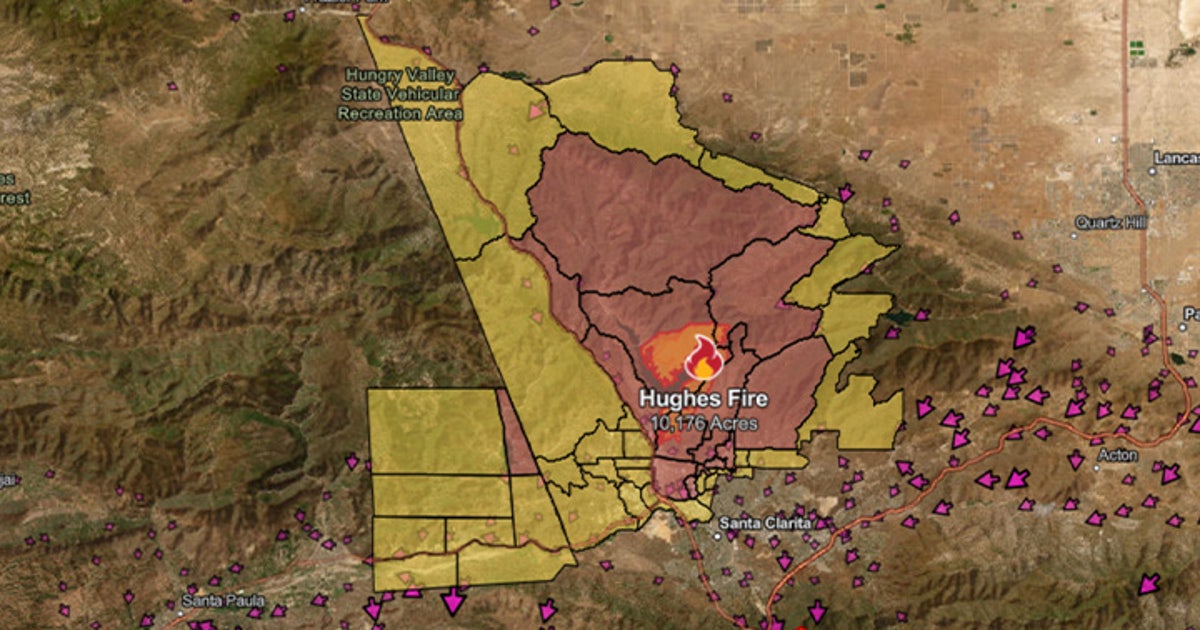 Fire map: Fast-moving Hughes Fire prompts evacuation orders, warnings ...