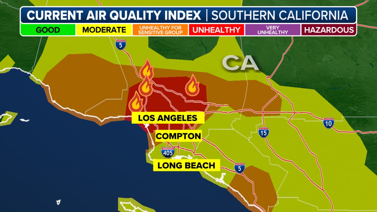 Hazardous air quality reported in Los Angeles area as wildfires rage ...