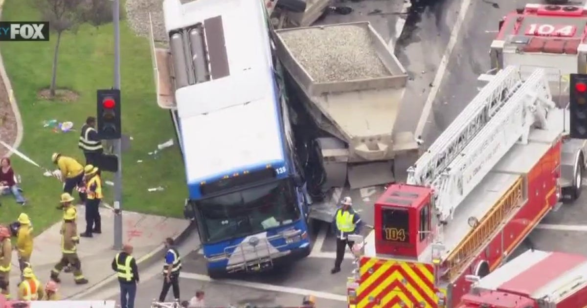 13 injured in Santa Clarita crash involving bus, gravel truck | FOX 11 ...
