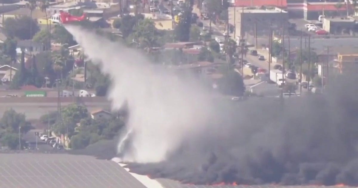 Boyle Heights warehouse fire prompts rare helicopter water drops ...