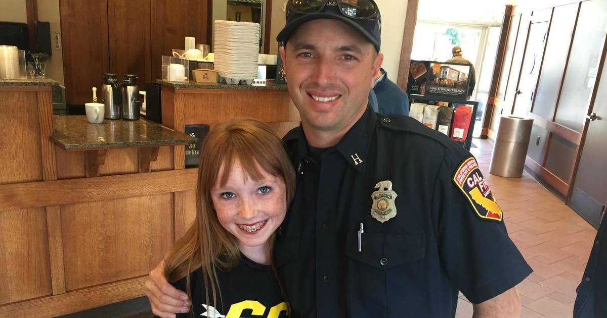 Chance meeting at coffee shop has dad thanking firefighter for family's ...