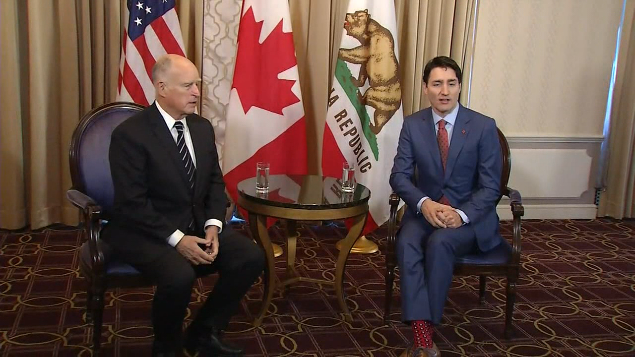 Canadian Prime Minister Trudeau meets with Gov. Brown, Lt. Gov. Newsom