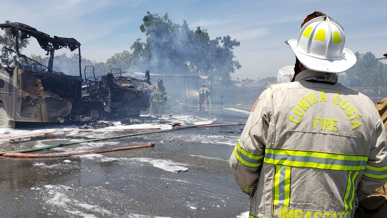 Concord fire knocked down after burning 3 RVs, nearby grass | KTVU FOX 2