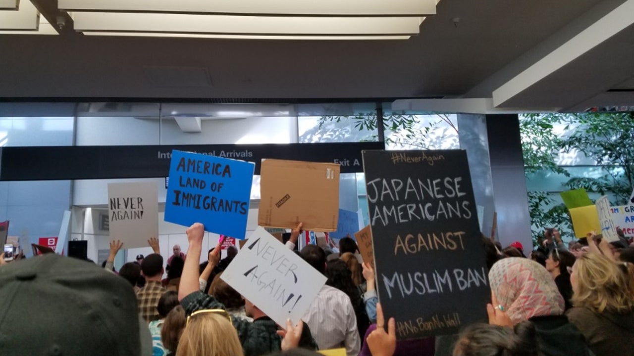 Second day of protests at SFO following Presidential immigration order