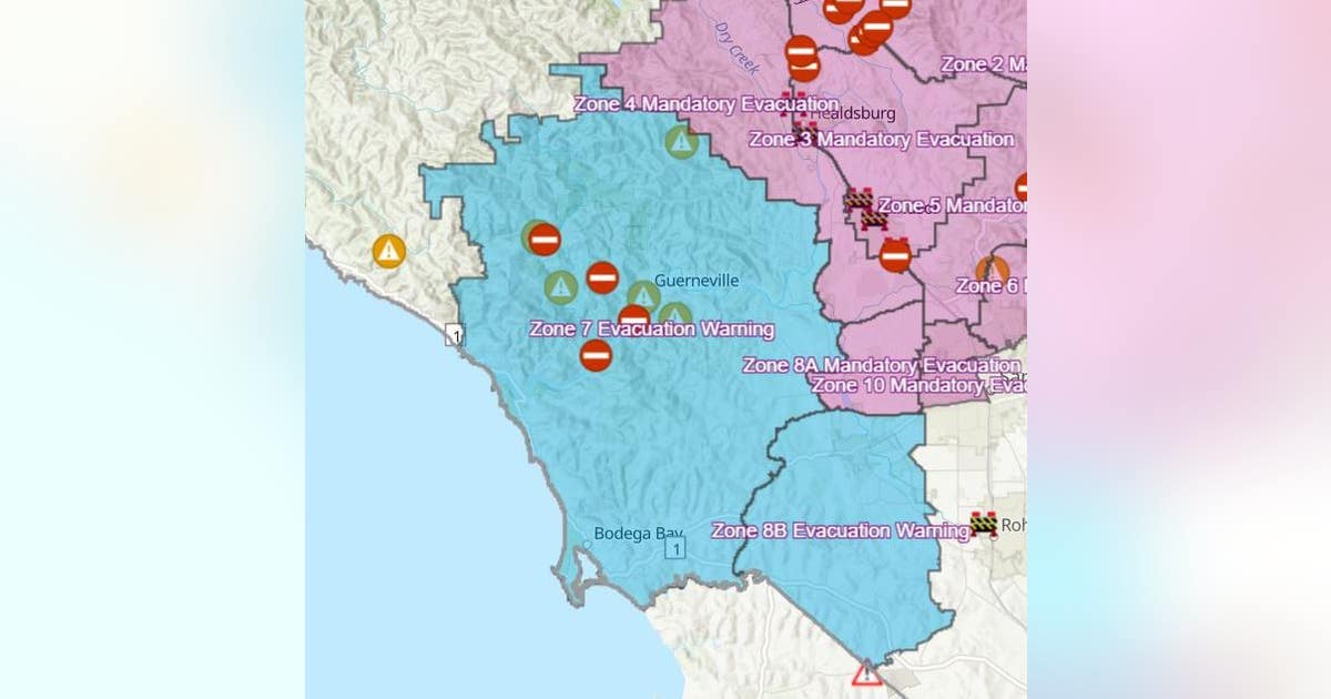 Map: Some Kincade Fire evacuation orders reduced to warnings | KTVU FOX 2