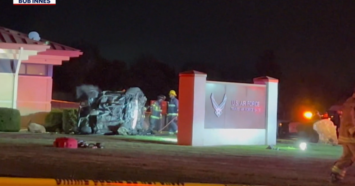 2 killed in car crash, fire at Travis Air Force Base entrance gate ...