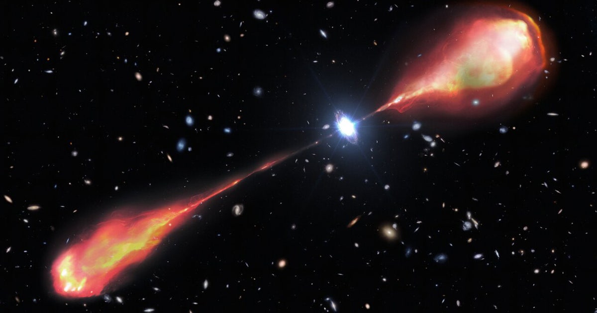 Telescopes spot monster radio jet streaming from ancient quasar ...
