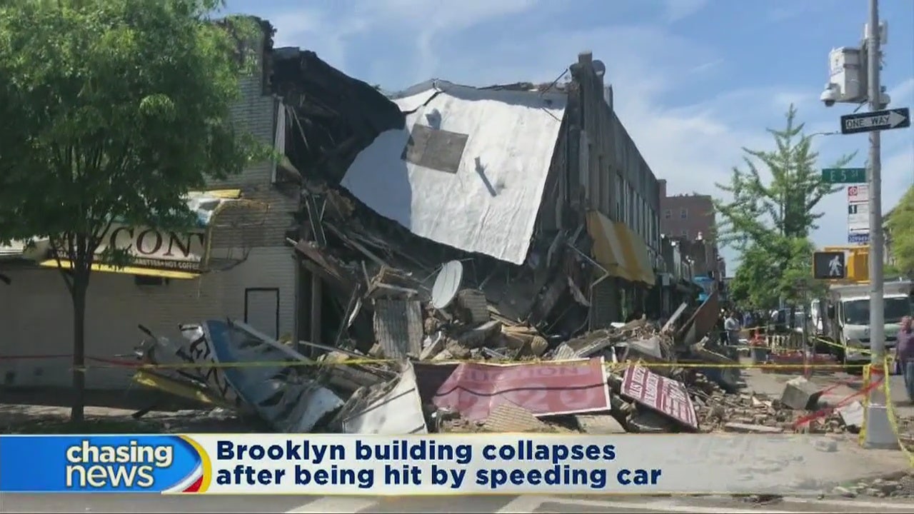 Building collapses after being hit by car | MY9 New Jersey