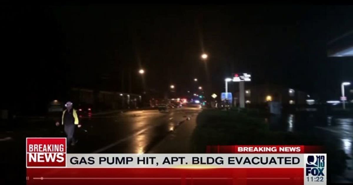 Car in collision crashes into natural gas pump, forcing evacuation of ...