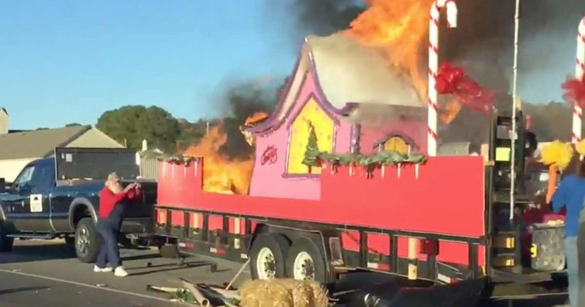 'Grinch' flicks cigarette on Dr. Seuss float, setting it on fire on way ...