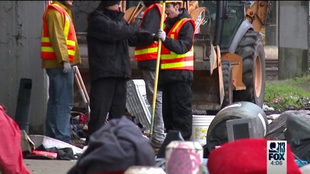 Work begins to close down longtime homeless encampment under Magnolia ...