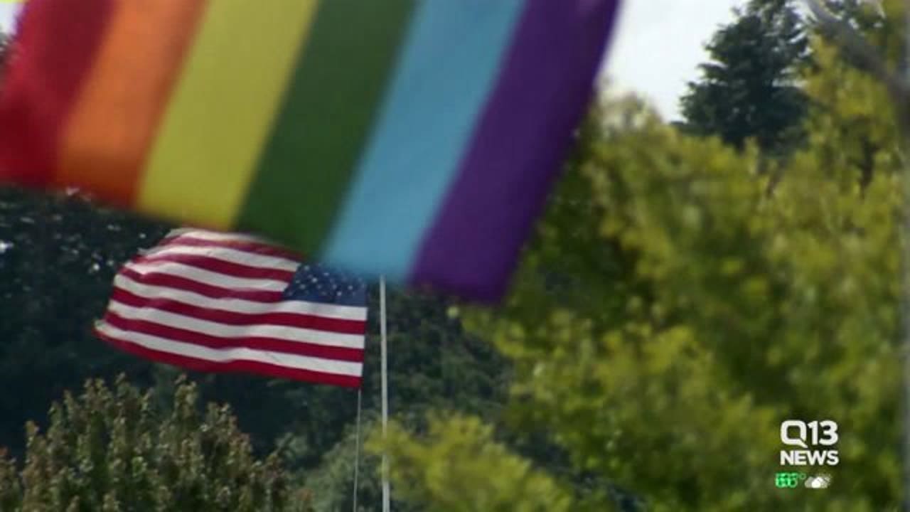 Pride flag raised, lowered in front of Washington Capitol | FOX 13 Seattle